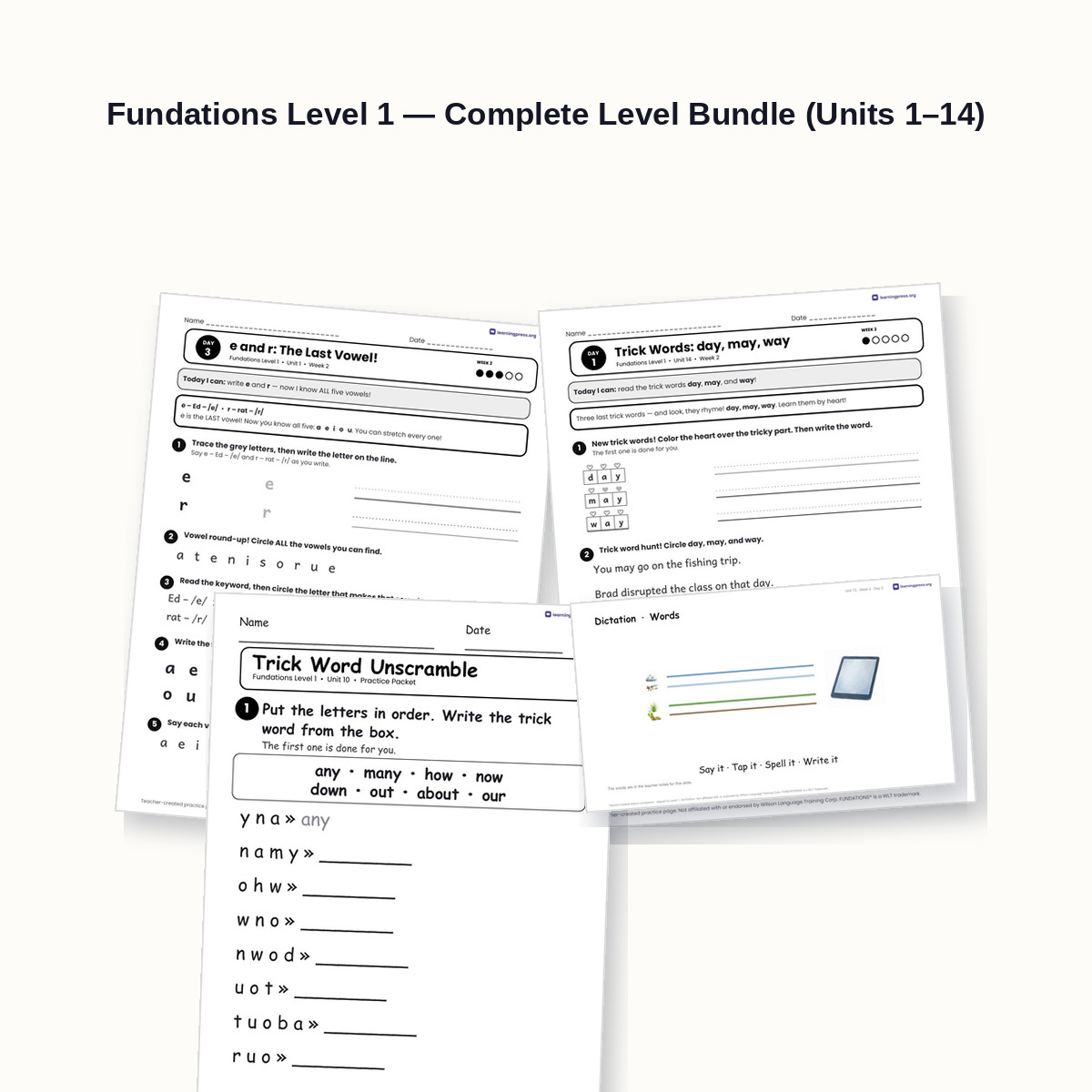 Fundations Level 1 Lesson Slides, Practice Pages & Packets — 1st Grade ...