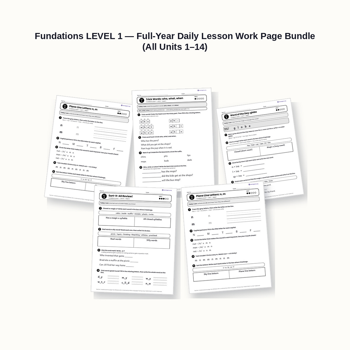 Fundations Level 1 Lesson Slides, Practice Pages & Packets — 1st Grade ...