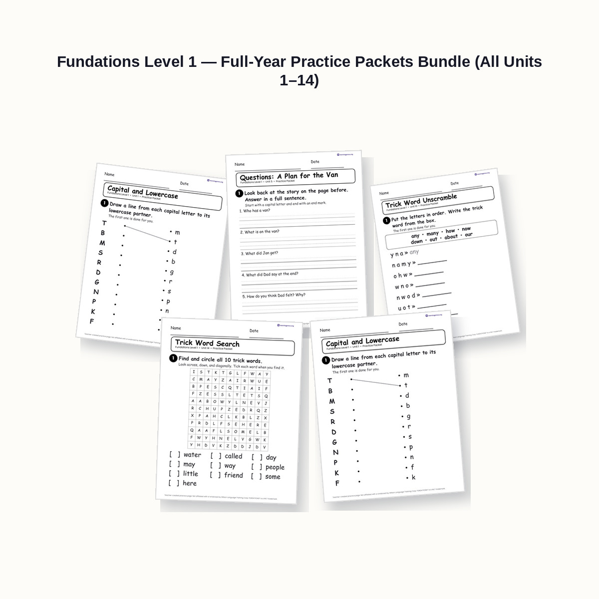 Fundations Level 1 Lesson Slides, Practice Pages & Packets — 1st Grade ...